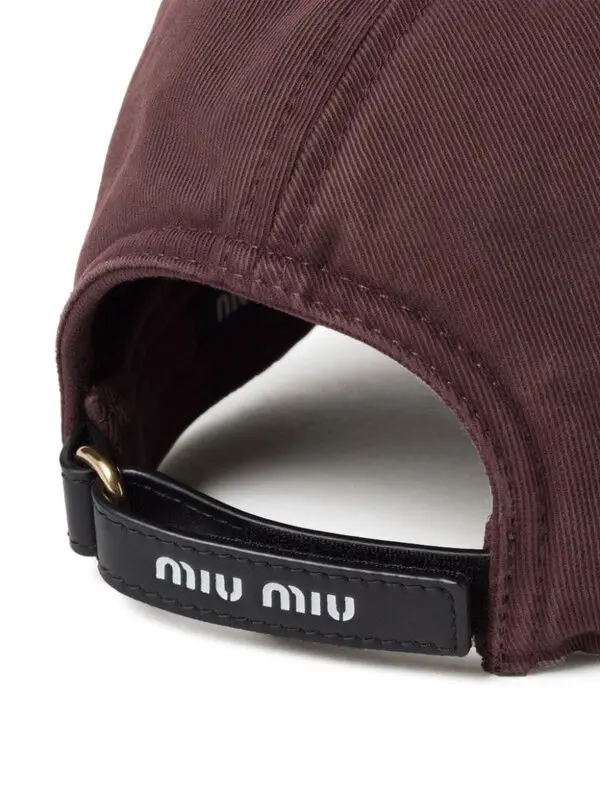 Miu Miu Baseball Cap With Embroidered Logo - Red