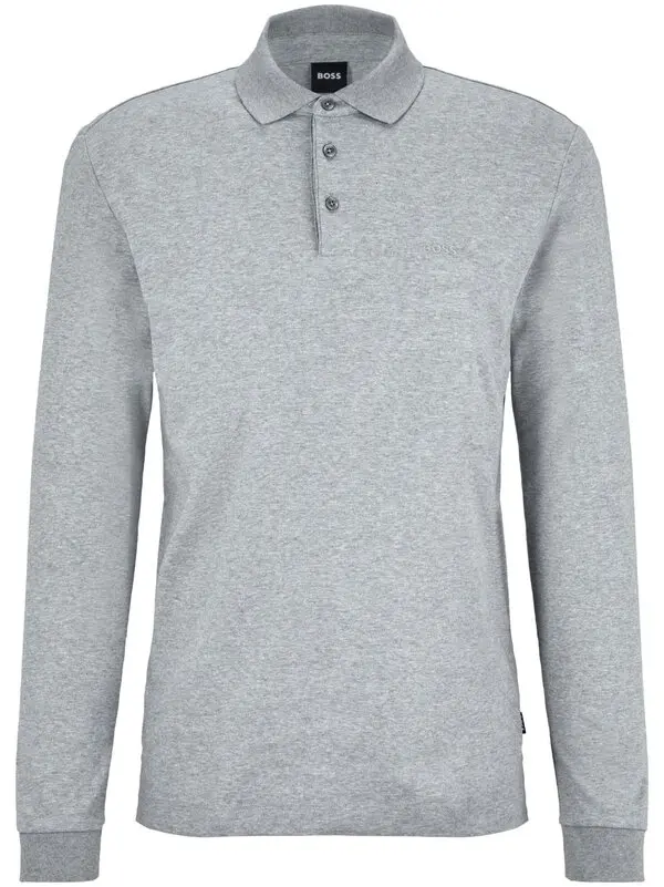 BOSS Logo-embroidered Cotton Polo Shirt - Grey
