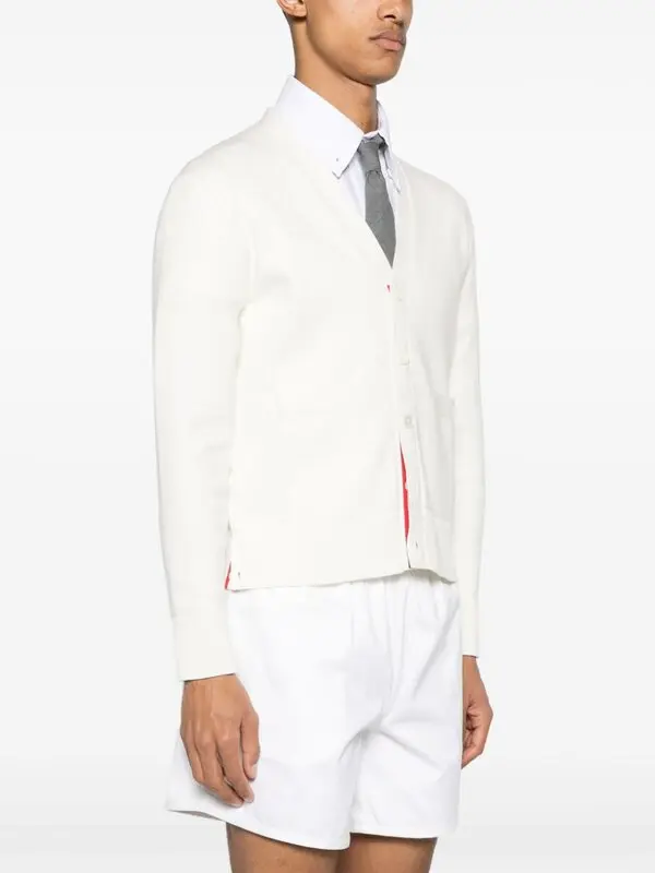 Thom Browne Logo-patch Cotton Cardigan