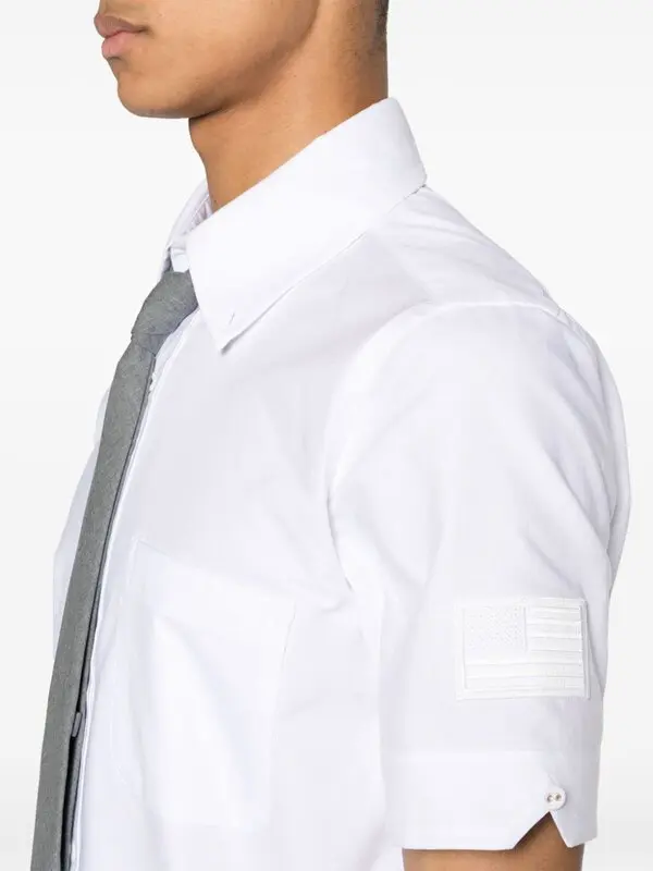 Thom Browne Logo-patch Cotton Shirt