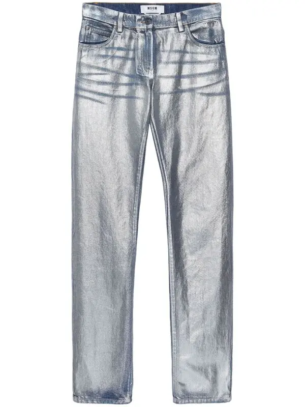 MSGM Metallic-finish Straight Jeans - Blue