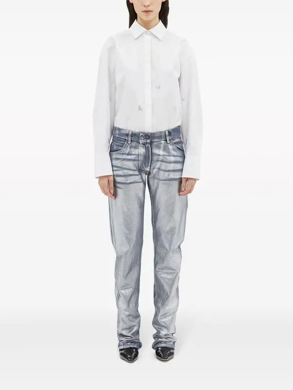 MSGM Metallic-finish Straight Jeans - Blue