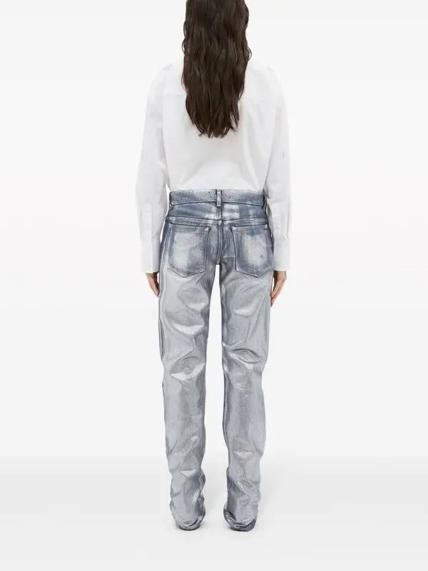 MSGM Metallic-finish Straight Jeans - Blue