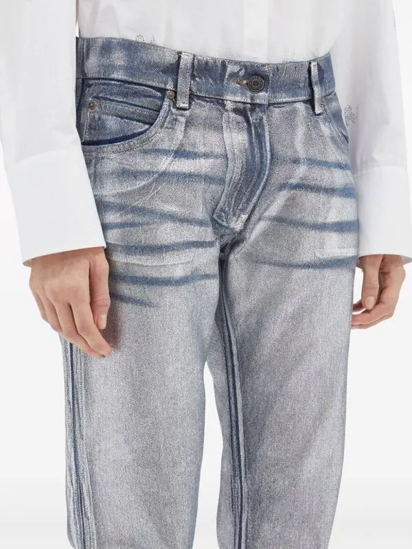 MSGM Metallic-finish Straight Jeans - Blue