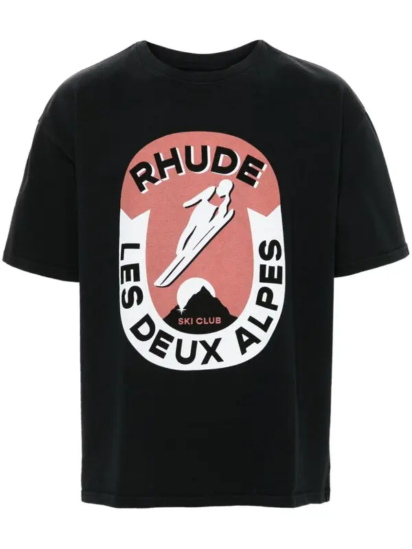 Rhude Logo-print Cotton T-shirt - Black