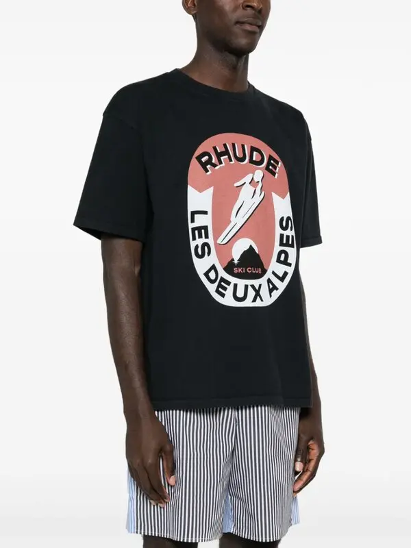 Rhude Logo-print Cotton T-shirt - Black