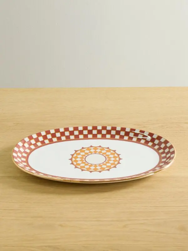 La DoubleJ Gold-plated Porcelain Platter - Orange