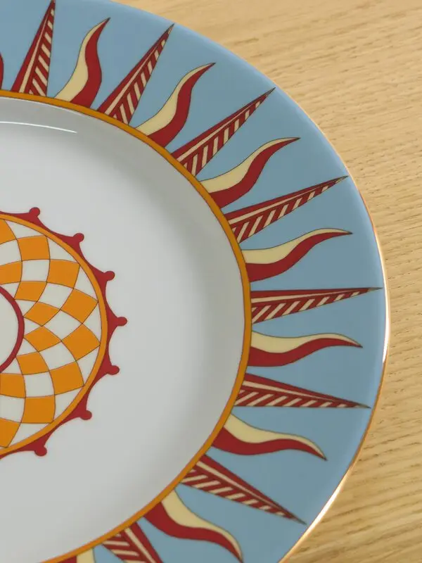 La DoubleJ Gold-plated Porcelain Charger Plate - Blue