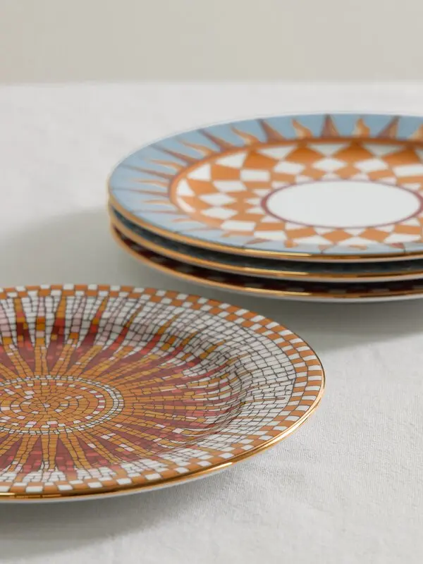 La DoubleJ Set Of Four Gold-plated Porcelain Dessert Plates