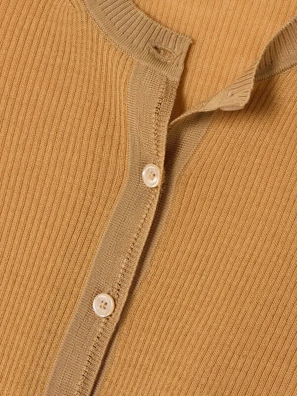 Chloé Ribbed Wool Henley Sweater - Brown