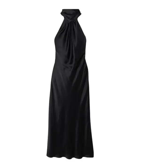 Max Mara Moli Open-back Draped Silk-satin Halterneck Midi Dress