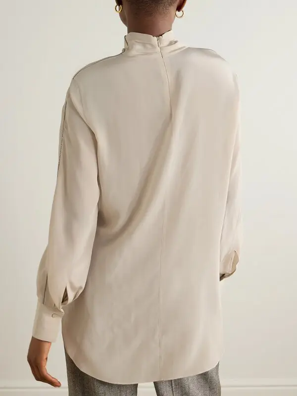 Brunello Cucinelli Embellished Silk Blouse
