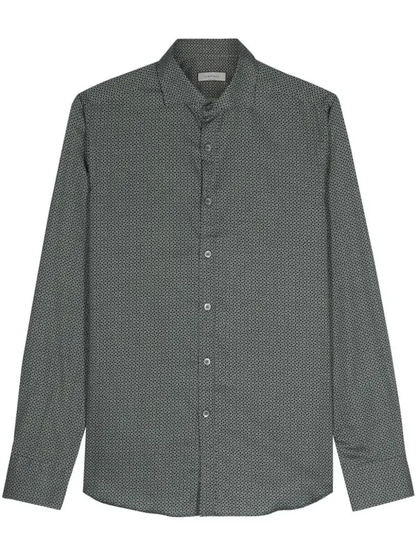 Canali Geometric-pattern Cotton Shirt