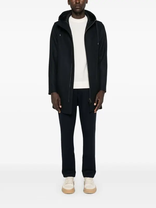 Herno Logo-plaque Hooded Coat - Blue