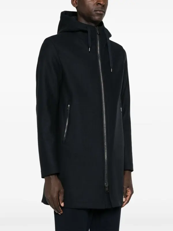 Herno Logo-plaque Hooded Coat - Blue
