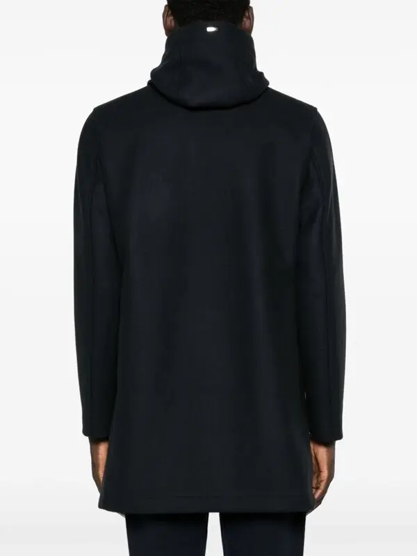 Herno Logo-plaque Hooded Coat - Blue