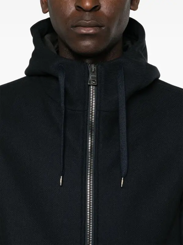 Herno Logo-plaque Hooded Coat - Blue