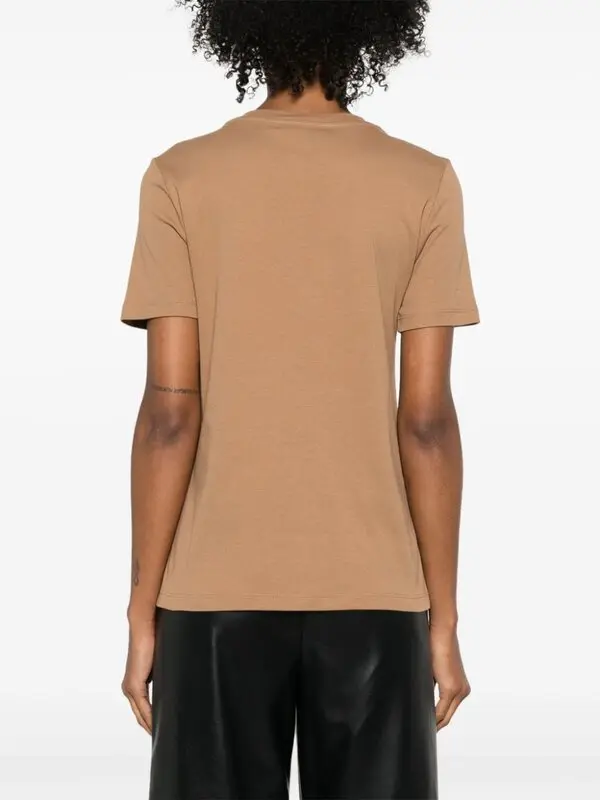 Max Mara Embroidered Logo Cotton T-shirt - Brown