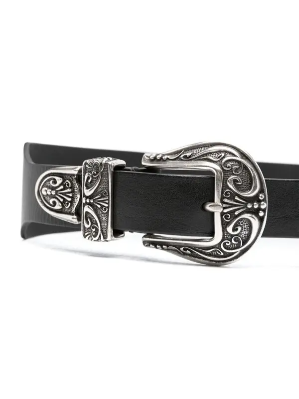 GOLDEN GOOSE Double-buckle Leather Belt - Black
