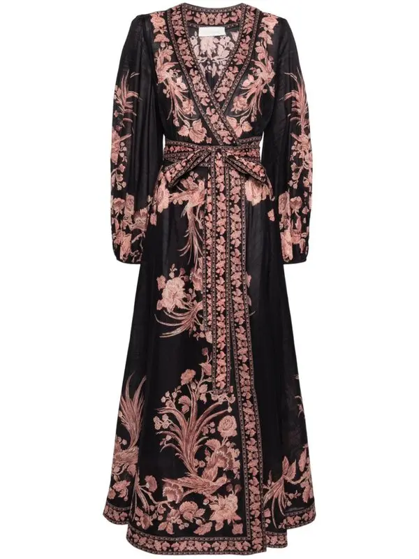 Waverly Wrap Mini Dress Zimmermann Black Wrap Dress ZIMMERMANN Waverly  Printed Poplin Wrap Mini Dress Zimmermann