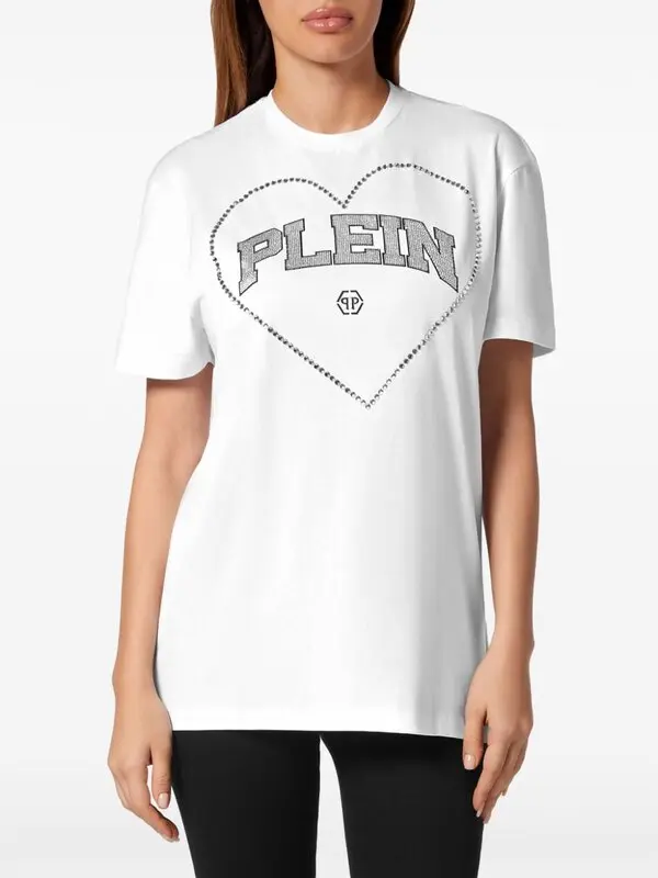 Philipp Plein Rhinestone-embellished Cotton T-shirt - White