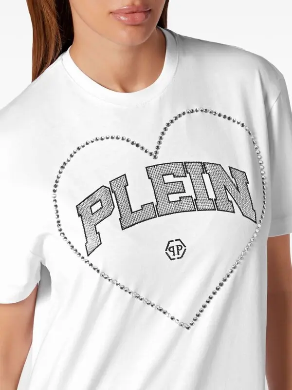Philipp Plein Rhinestone-embellished Cotton T-shirt - White