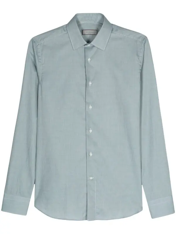 Canali Check-print Cotton Shirt - Green