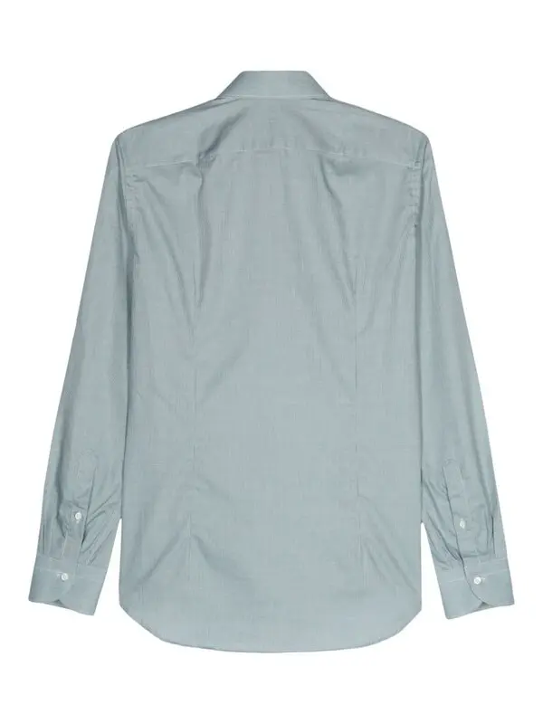 Canali Check-print Cotton Shirt - Green