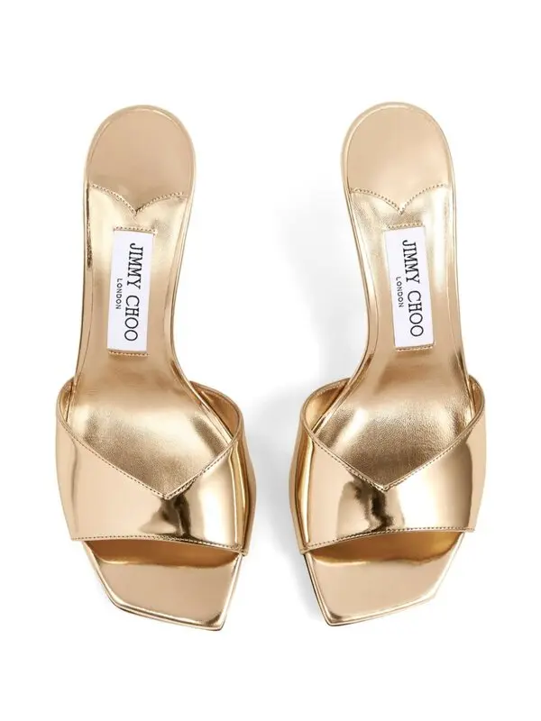 JIMMY CHOO Skye 70 Metallic Mules - Gold
