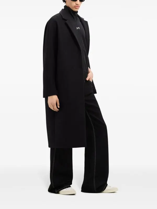 COURREGES Cocoon Long Coat With Logo Appliqu