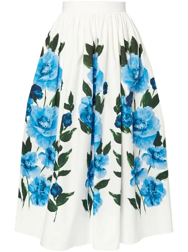 Erdem Floral Print Midi Skirt - White