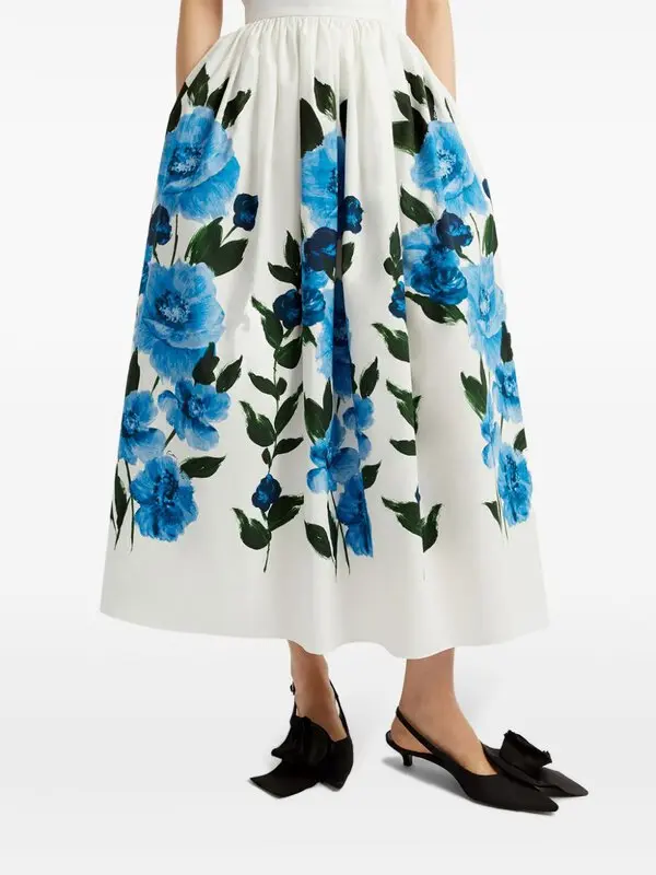 Erdem Floral Print Midi Skirt