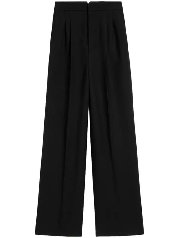 AMI Paris Wide-leg Wool Trousers - Black