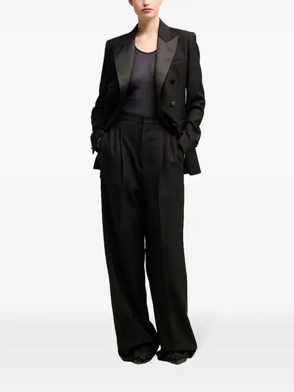 AMI Paris Wide-leg Wool Trousers - Black