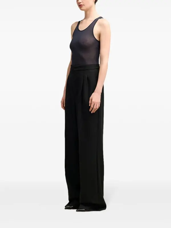 AMI Paris Wide-leg Wool Trousers - Black