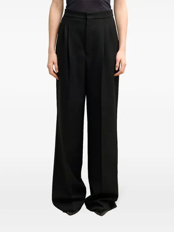 AMI Paris Wide-leg Wool Trousers - Black