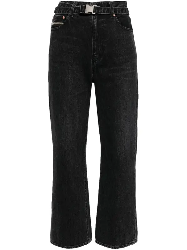 Sacai Straight-leg Cropped Jeans - Black