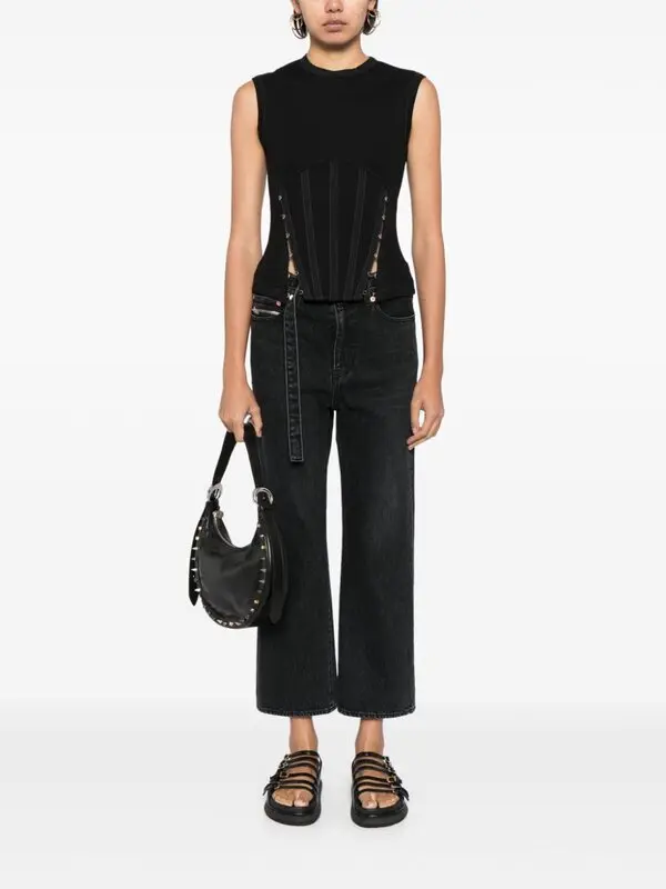 Sacai Straight-leg Cropped Jeans - Black