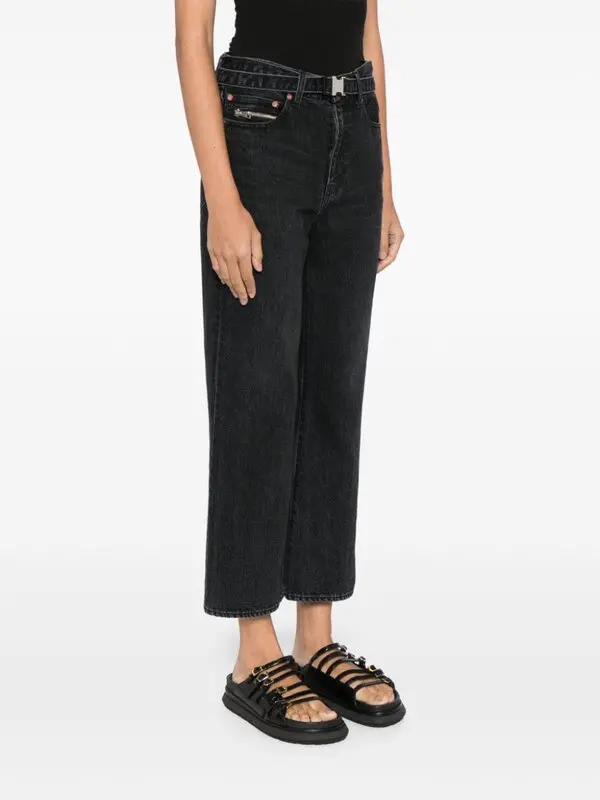 Sacai Straight-leg Cropped Jeans - Black