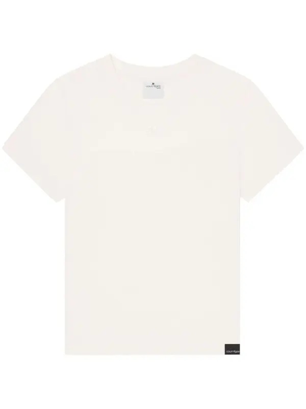 COURREGES Logo-embroidered Cotton T-shirt - White
