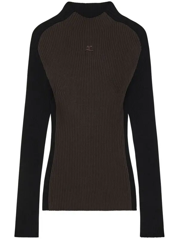 COURREGES Logo-embroidered Ribbed Jumper
