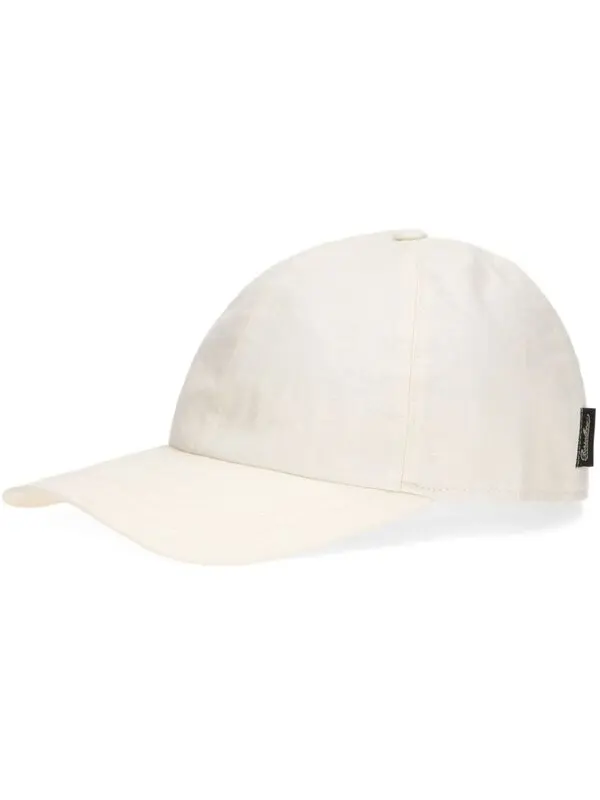 Borsalino Linen Baseball Cap With Logo Tag - White