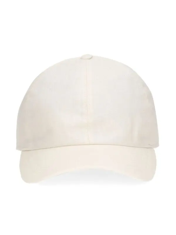 Borsalino Linen Baseball Cap With Logo Tag - White