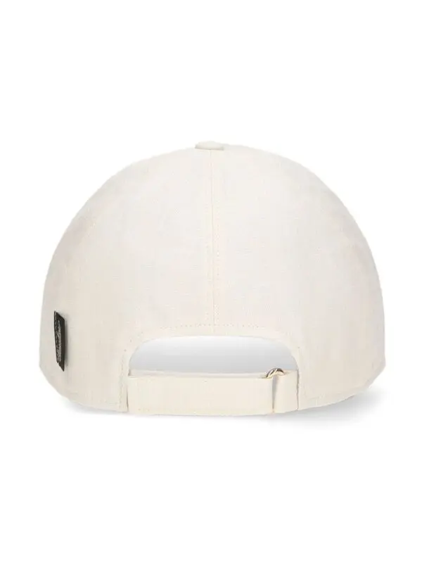 Borsalino Linen Baseball Cap With Logo Tag - White