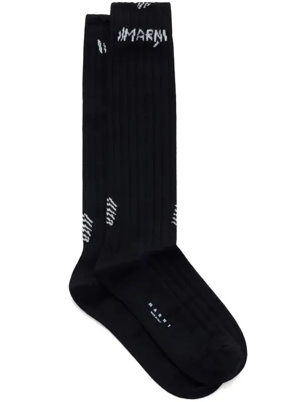 Marni Logo-embroidered Socks - Black