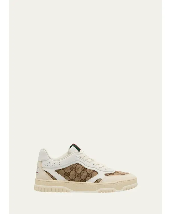 Gucci Reweb Gg Low-top Leather Sneakers - Ivory