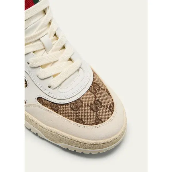 Gucci Reweb Gg Low-top Leather Sneakers - Ivory