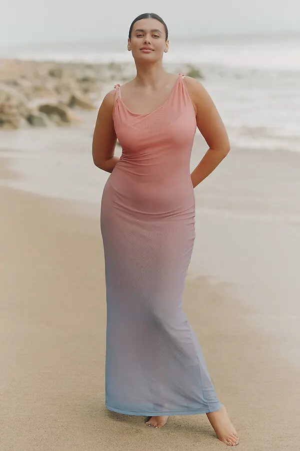 Good American Mesh Twist Maxi Dress - Multi