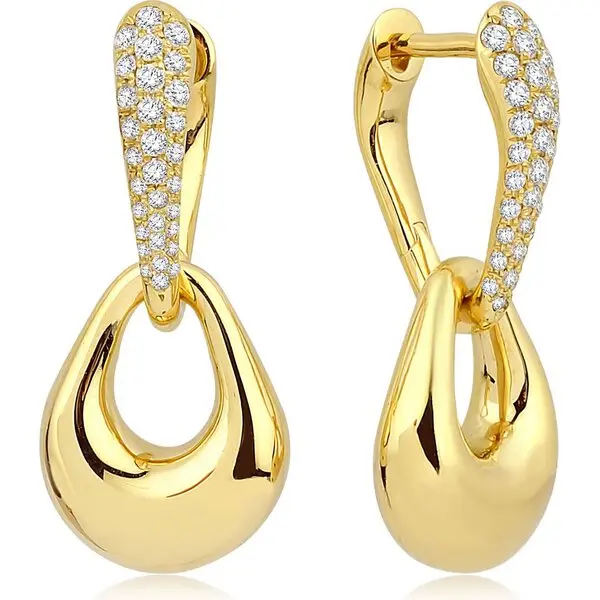 KLOTO Pavé Diamond Drop Earrings - Gold