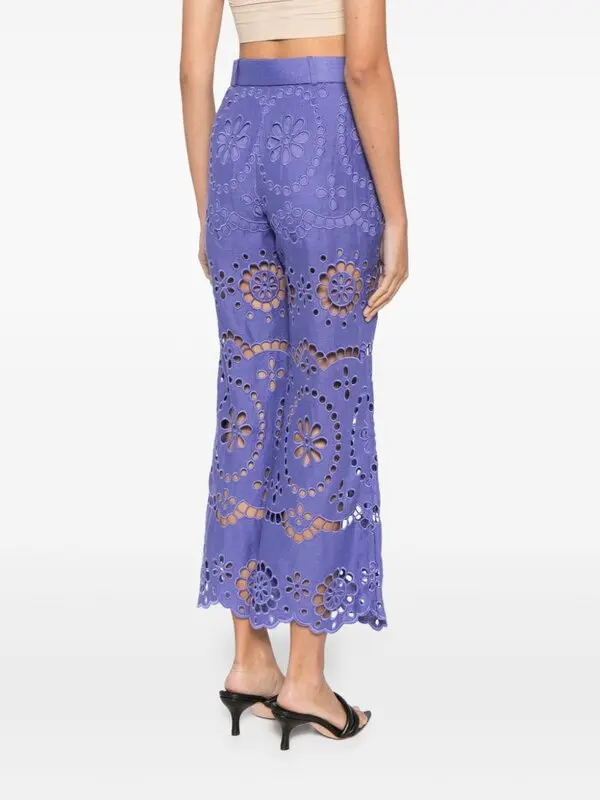Zimmermann Broderie Anglaise Cropped Trousers - Purple